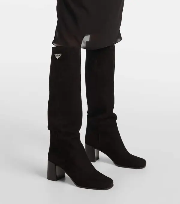 Prada Logo Knee-high Boots