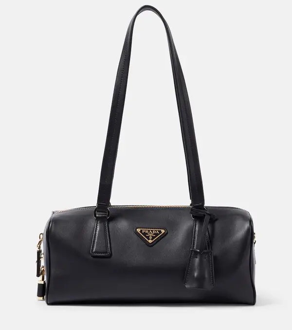 Prada Medium Leather Shoulder Bag - Black