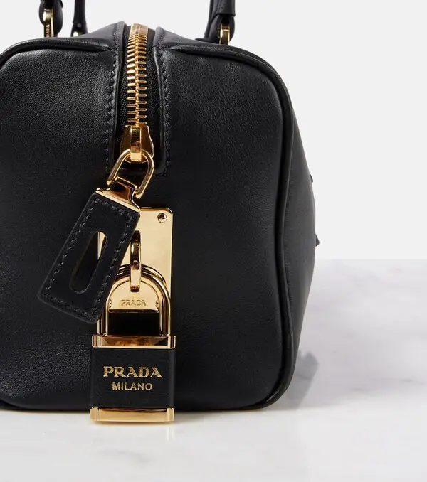 Prada Medium Leather Shoulder Bag - Black