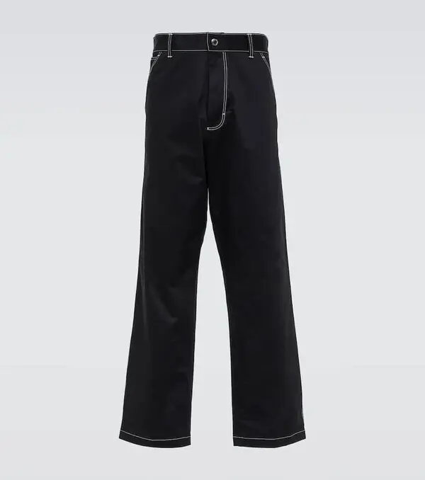 Prada Embroidered Straight Cotton Pants