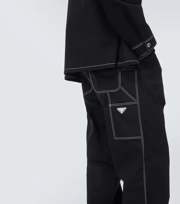 Prada Embroidered Straight Cotton Pants