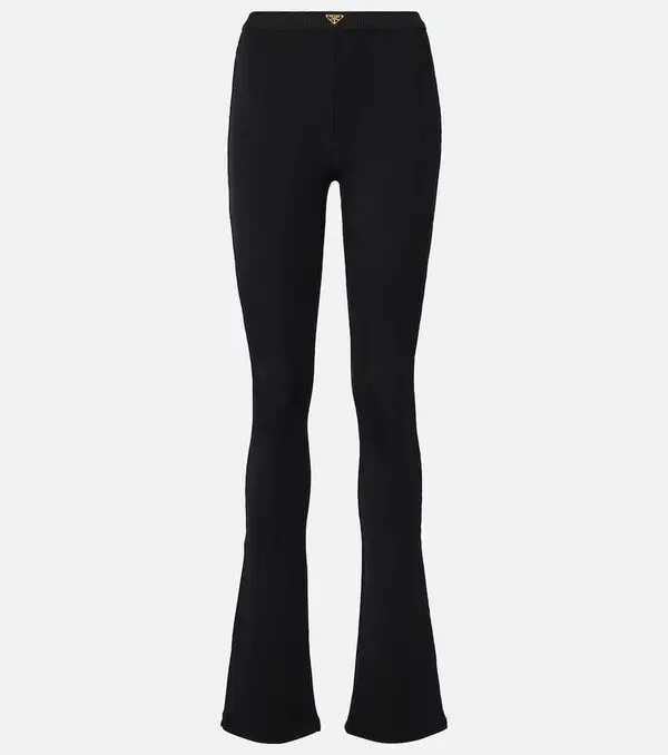 Prada Ribbed-knit Flared Pants