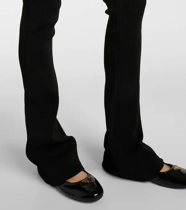 Prada Ribbed-knit Flared Pants