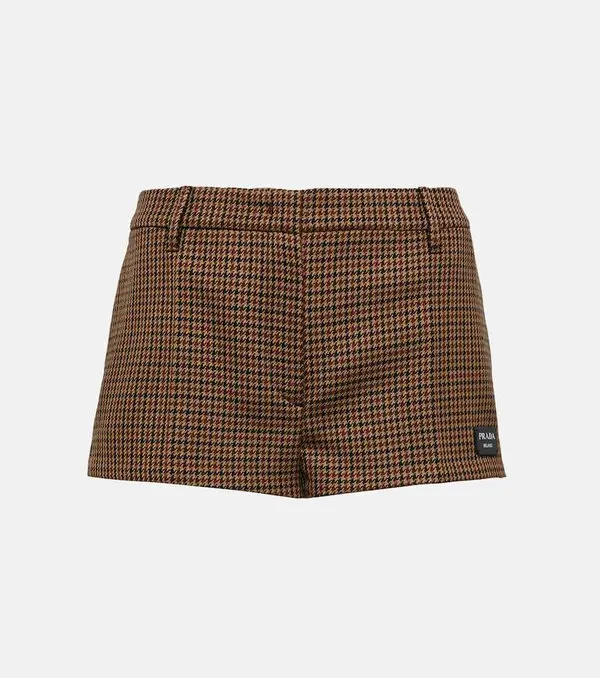 Prada Houndstooth Virgin Wool Shorts