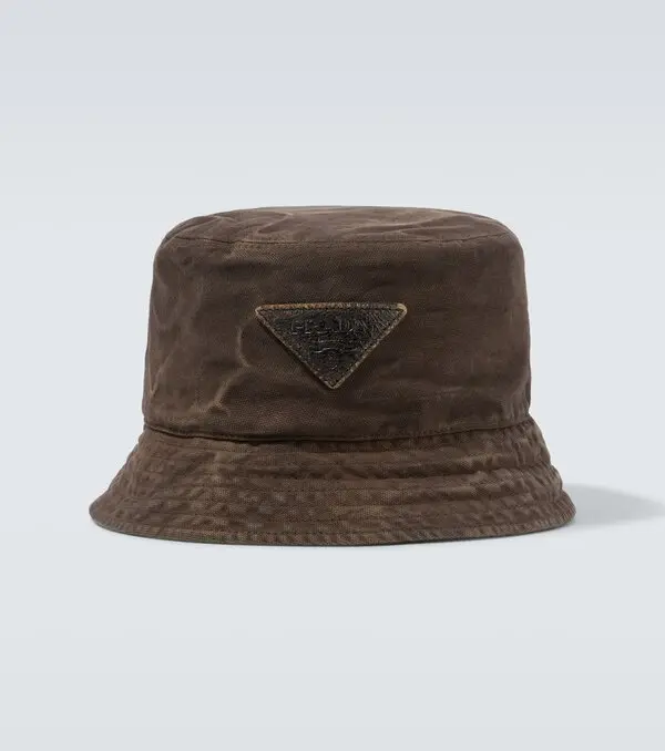 Prada Logo Bucket Hat - Brown