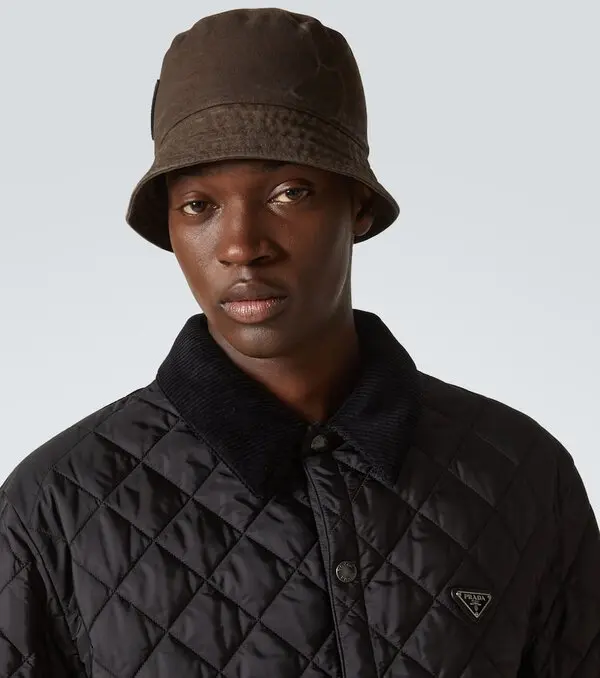 Prada Logo Bucket Hat - Brown