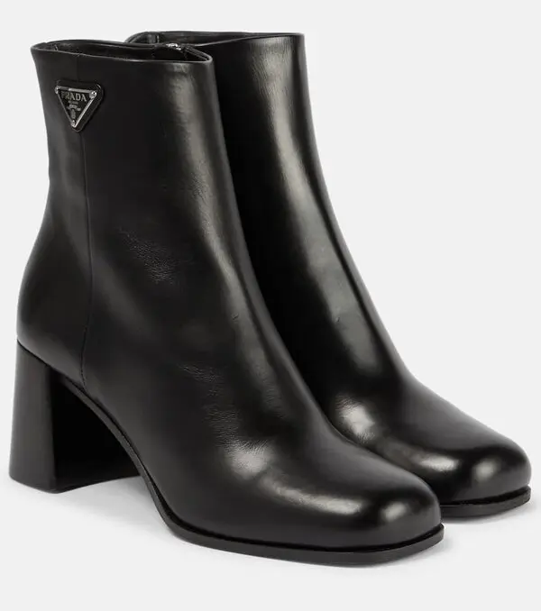 Prada Leather Ankle Boots - Black