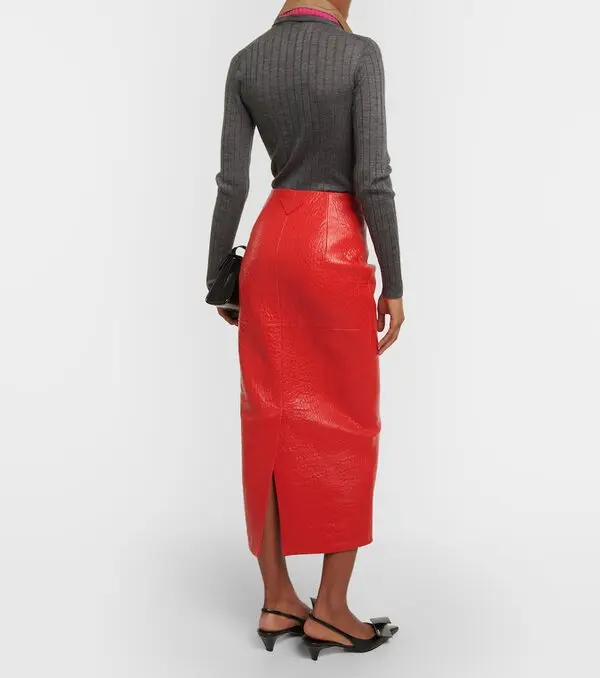 Prada Leather Pencil Skirt