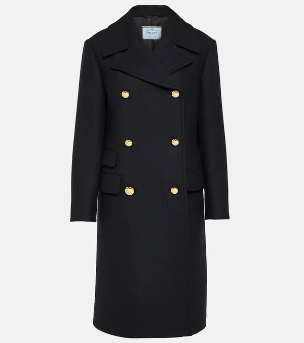 Prada Double-breasted Wool Coat - Blue