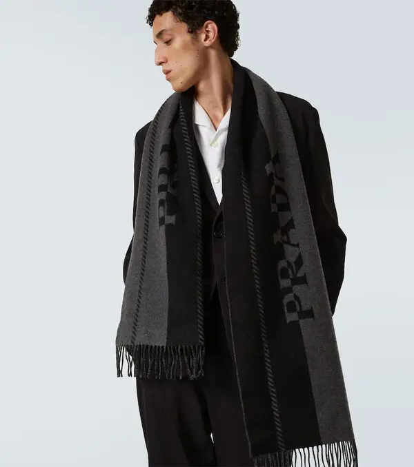Prada Logo Wool Jacquard Scarf - Multicoloured