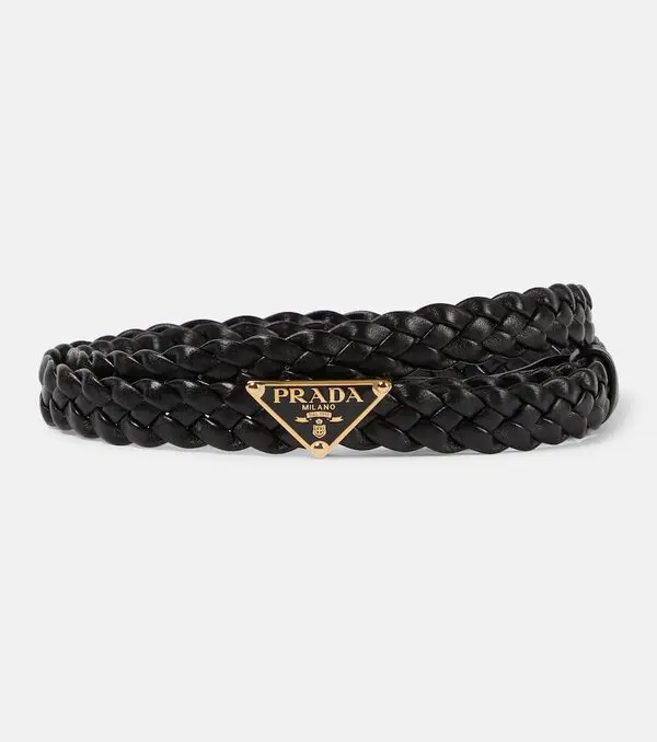 Prada Braided Leather Belt - Black