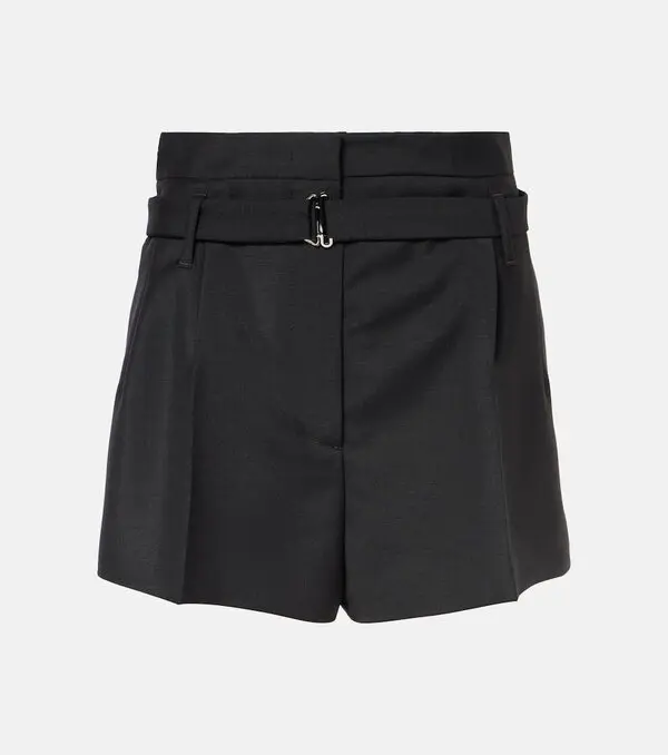 Prada Belted Mohair And Wool Shorts