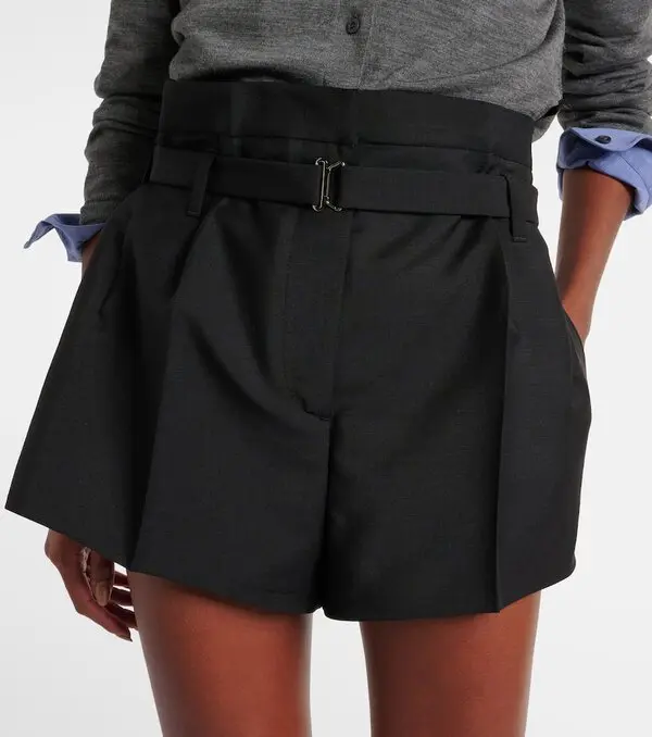 Prada Belted Mohair And Wool Shorts
