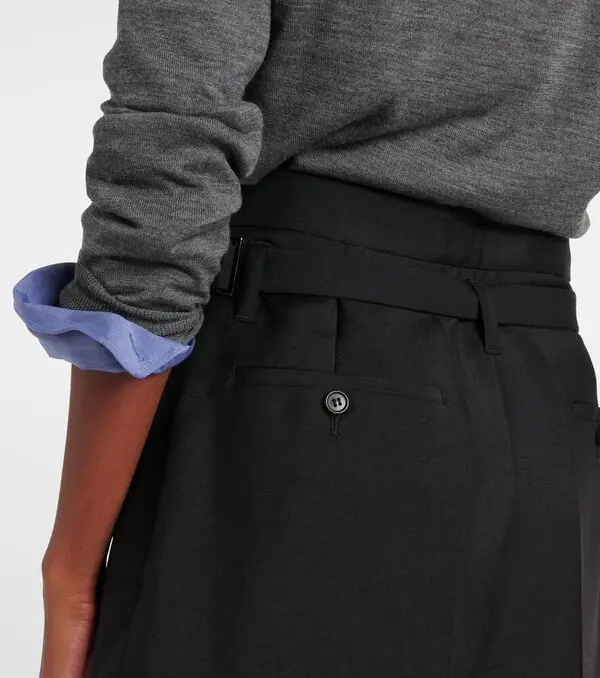 Prada Belted Mohair And Wool Shorts