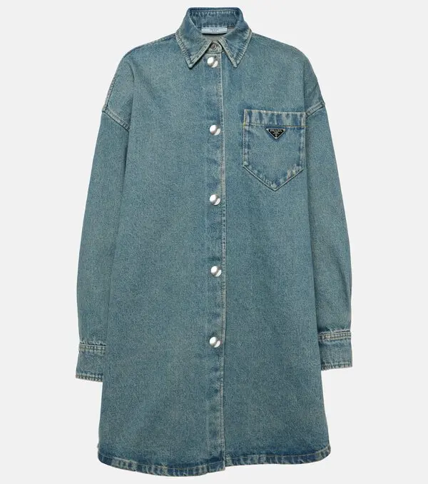 Prada Oversized Denim Shirt Dress - Blue