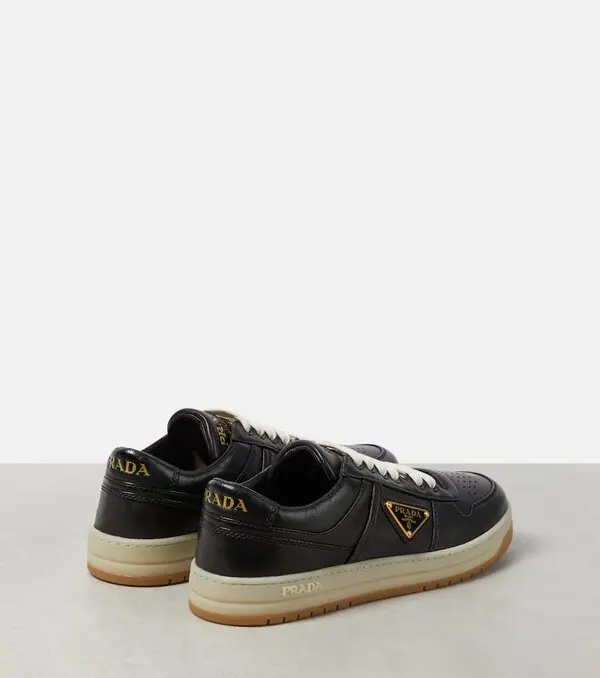 Prada Downtown Leather Low-top Sneakers - Black