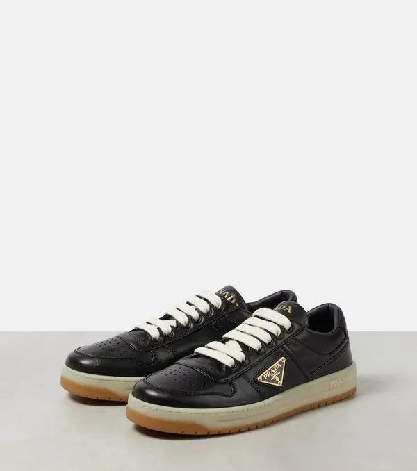 Prada Downtown Leather Low-top Sneakers - Black