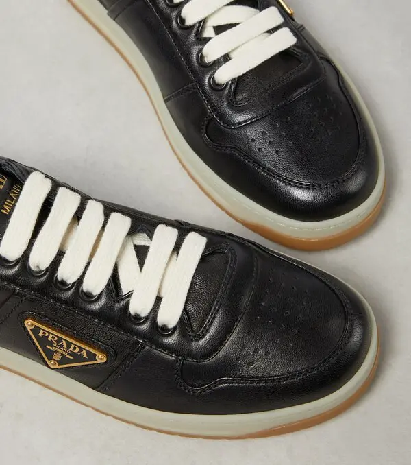Prada Downtown Leather Low-top Sneakers - Black