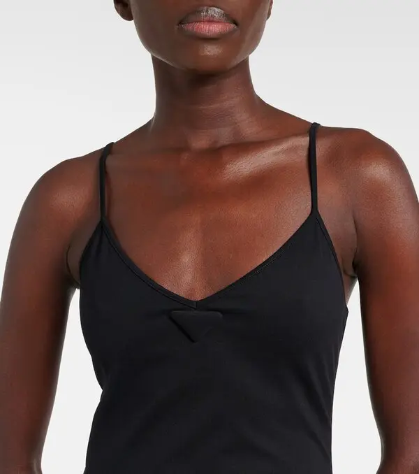 Prada Faux Shearling-trimmed Midi Dress
