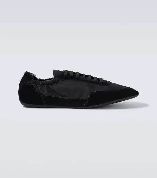 Prada Collapse Re-nylon And Suede Sneakers - Black