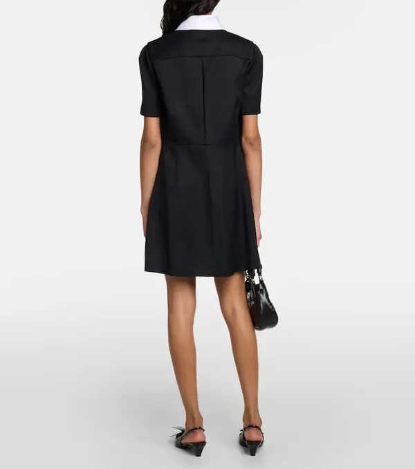 Prada Wool And Satin Shirt Dress - Black | Editorialist
