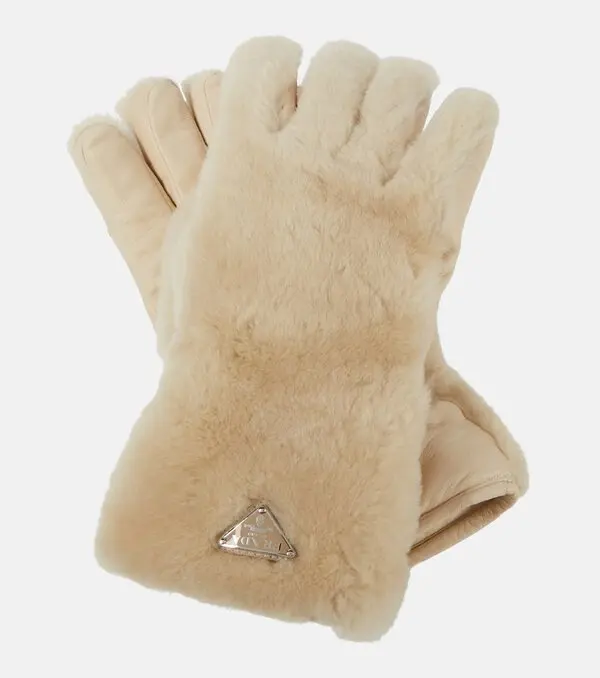 Prada Shearling Gloves - Beige