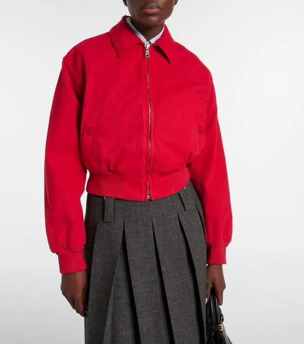 Prada Cropped Cotton Bomber Jacket