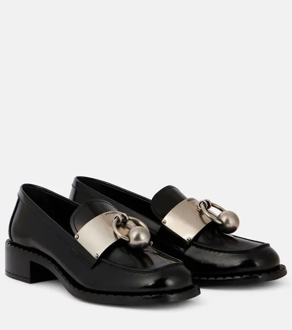 Prada Embellished Leather Loafers