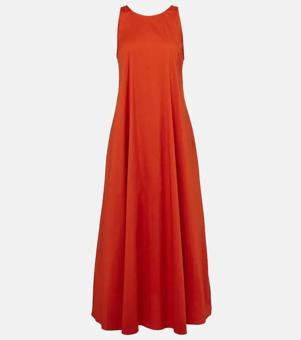 Max Mara Romea Cotton-blend Poplin Maxi Dress - Red
