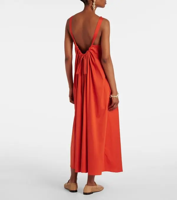 Max Mara Romea Cotton-blend Poplin Maxi Dress - Red