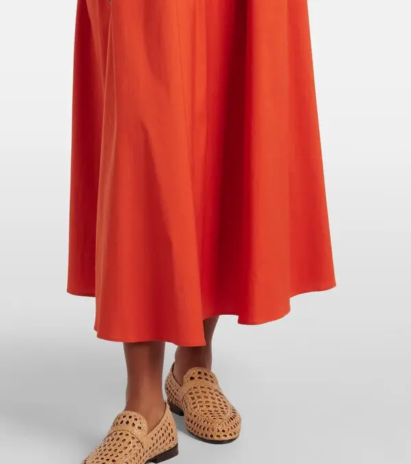 Max Mara Romea Cotton-blend Poplin Maxi Dress - Red