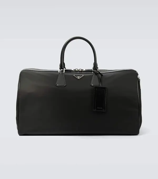 Prada Leather-trimmed Duffle Bag - Black