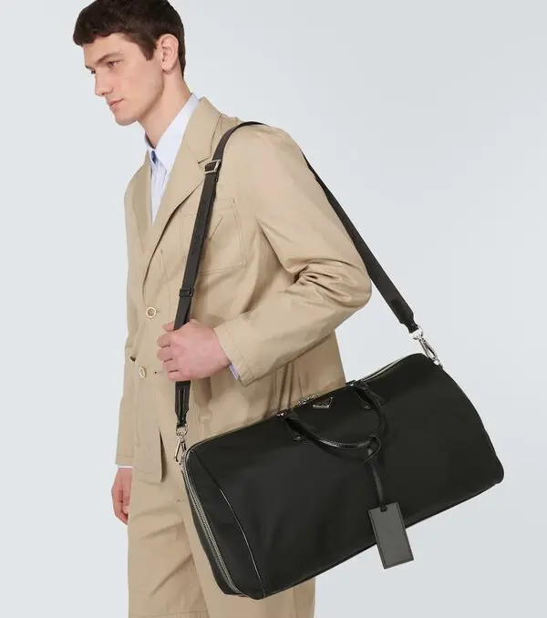 Prada Leather-trimmed Duffle Bag