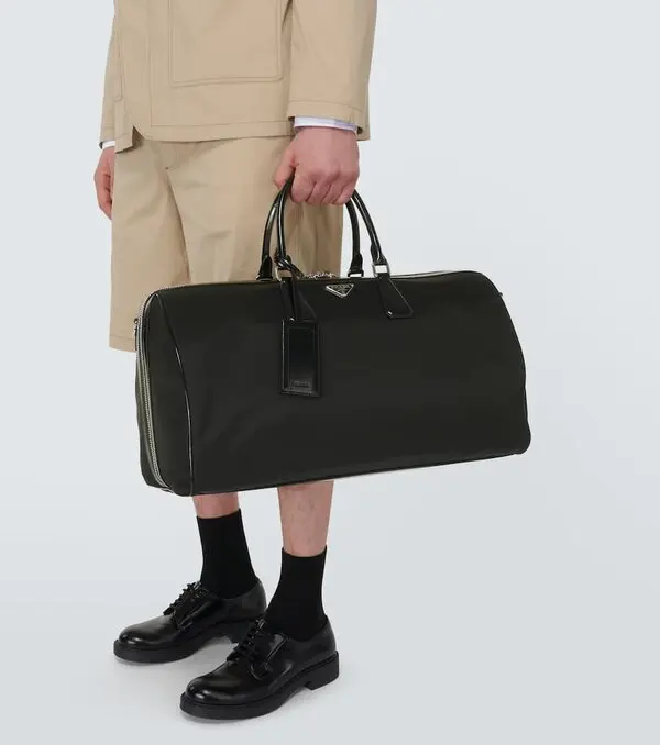 Prada Leather-trimmed Duffle Bag