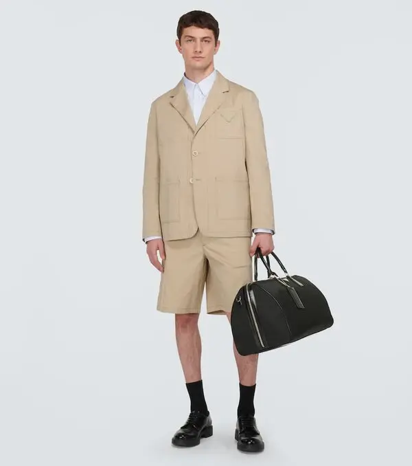 Prada Leather-trimmed Duffle Bag
