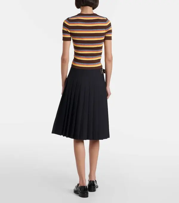 Prada Striped Ribbed-knit Cotton T-shirt