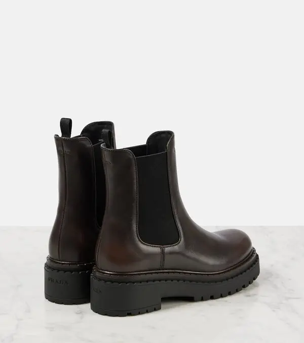 Prada Leather Chelsea Boots - Brown