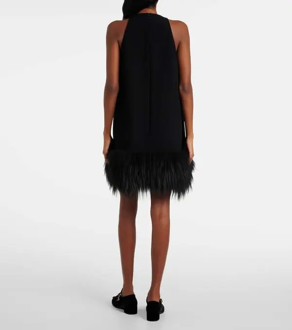 Prada Feather-trimmed Minidress