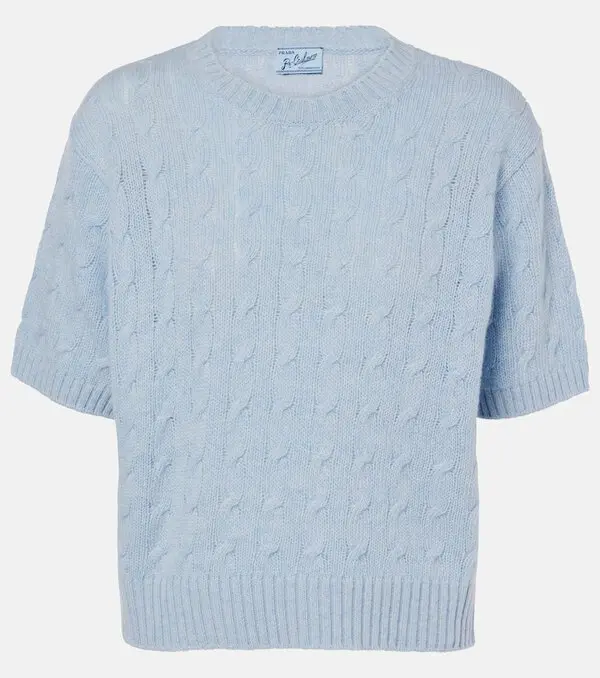 Prada Cable-knit Cashmere Top - Blue