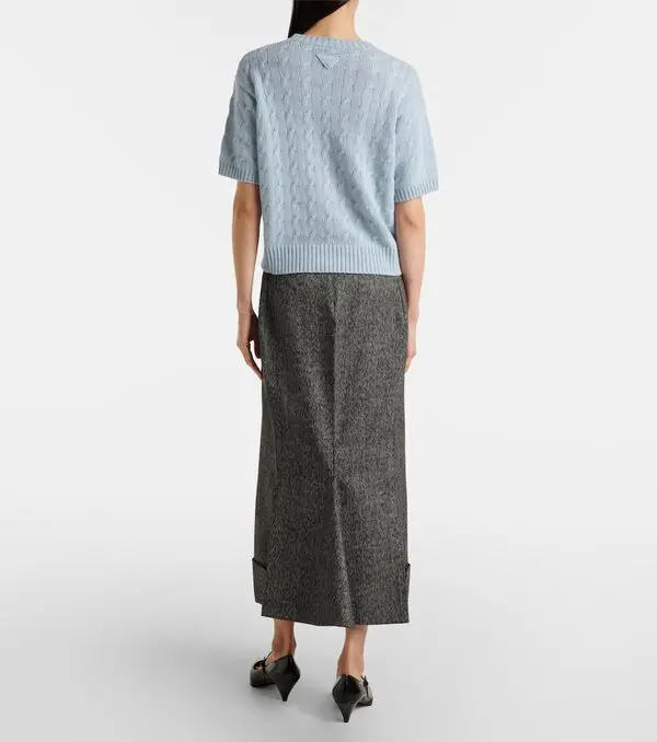 Prada Cable-knit Cashmere Top - Blue