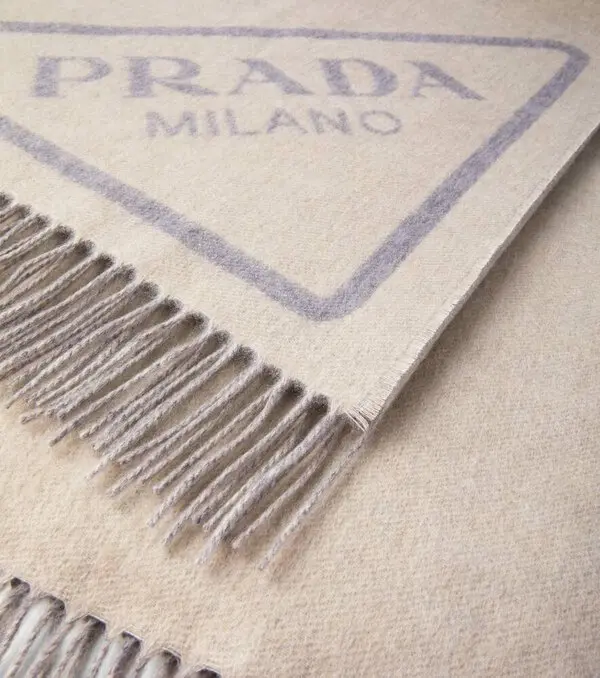 Prada Logo Jacquard Cashmere Blanket