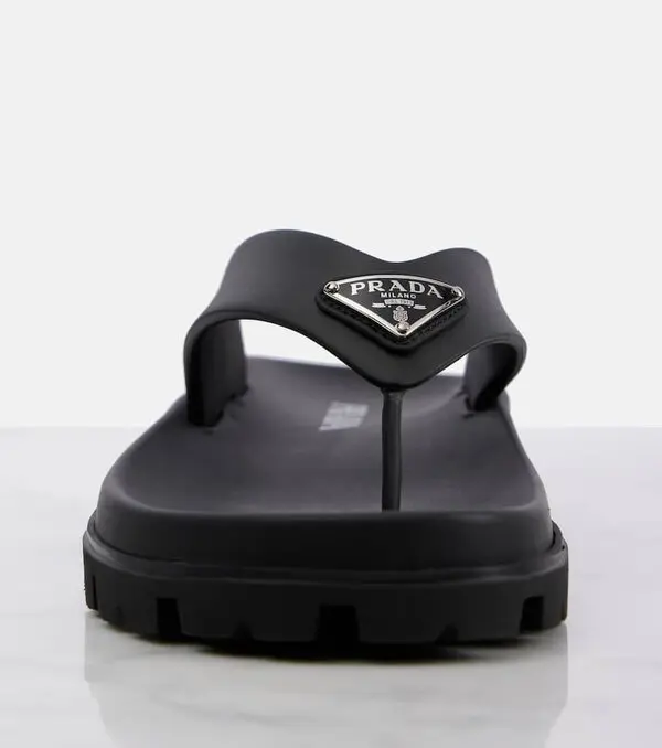 Prada Soft Cage Thong Sandals - Black