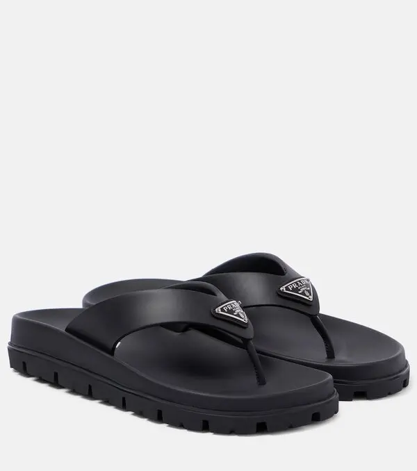 Prada Soft Cage Thong Sandals - Black