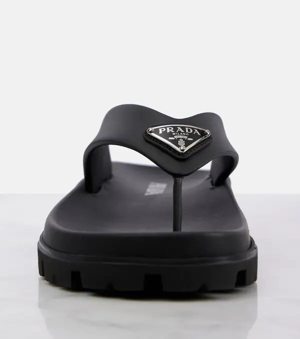 Prada Soft Cage Thong Sandals - Black