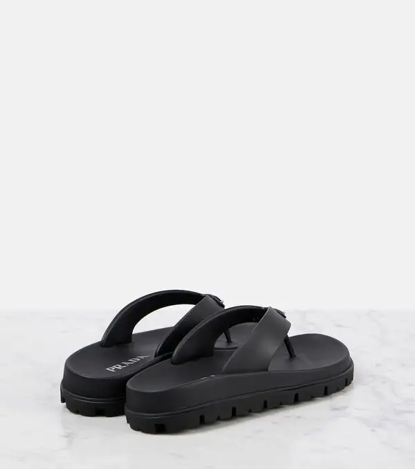 Prada Soft Cage Thong Sandals - Black