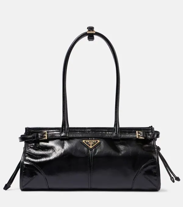 Prada Medium Leather Shoulder Bag - Black