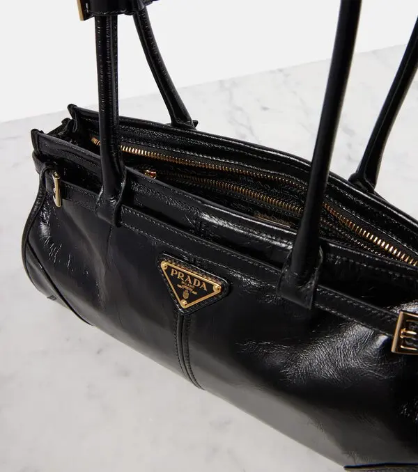 Prada Medium Leather Shoulder Bag - Black