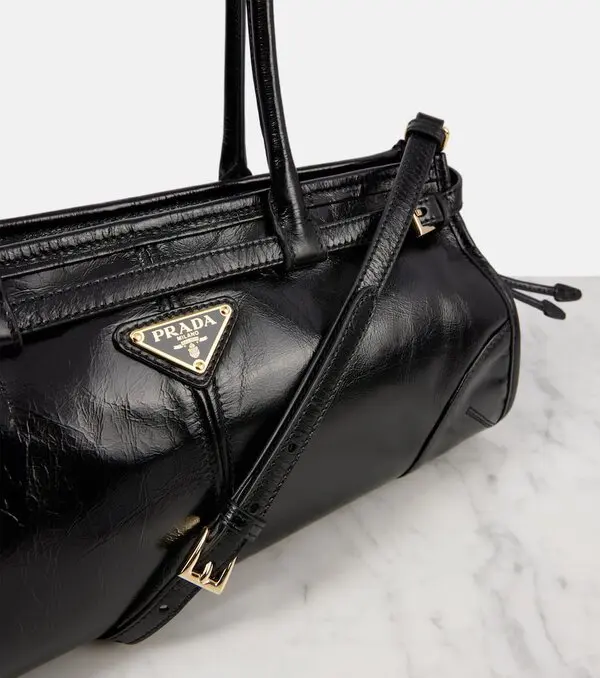 Prada Medium Leather Shoulder Bag - Black