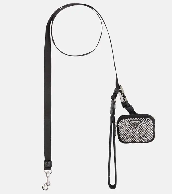 Prada Embellished Nylon Dog Leash - Black