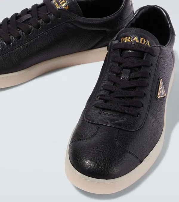 Prada Lane Leather Sneakers - Black